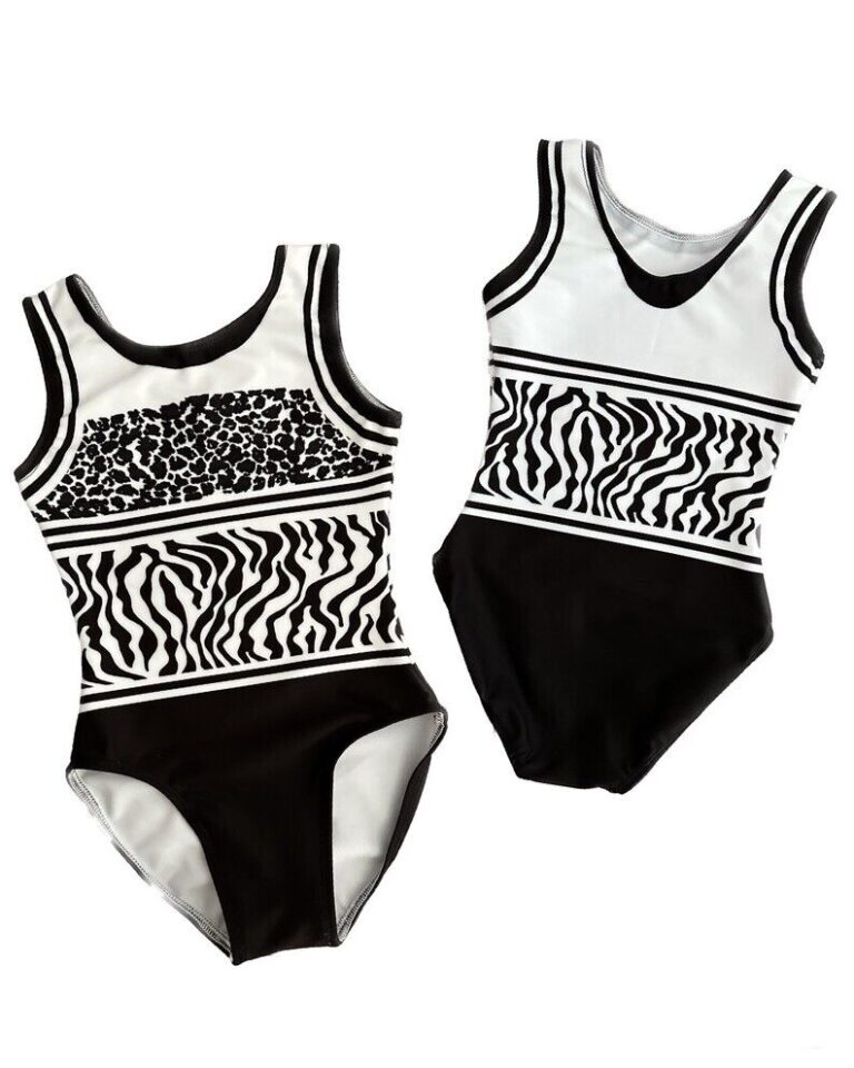 Wild Black & white Gymnastics Leotard - Lilachelene Leotards & Skatewear